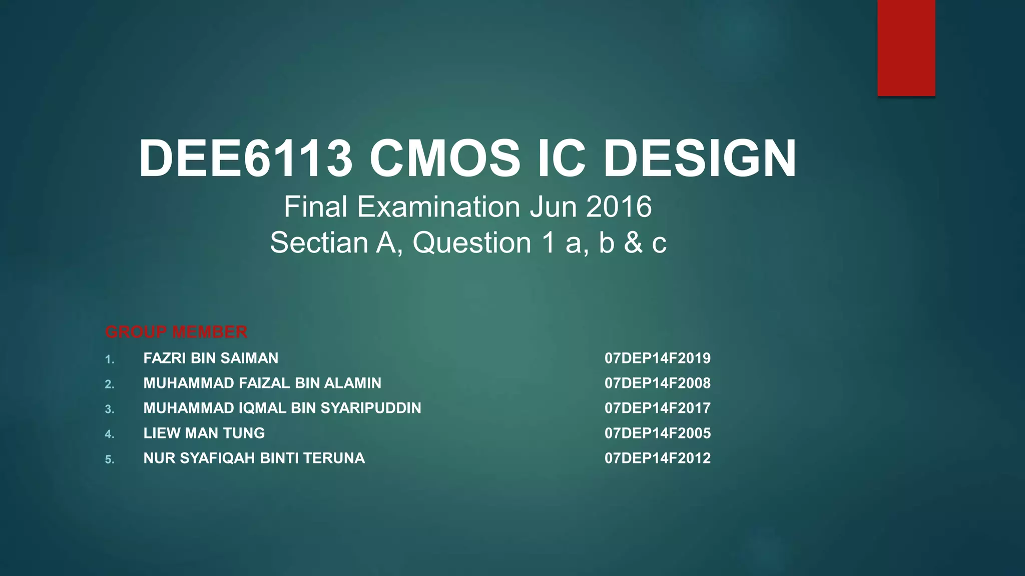 Dee6113 cmos ic design | PPT