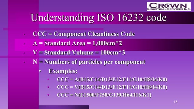 Jack Griffes - Cleanliness Testing to ISO 16232 and OEM Specifications ...