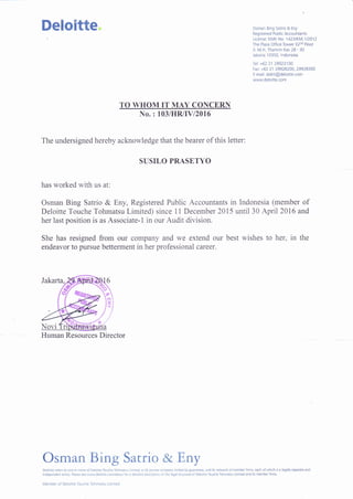 Susi Reference letter - Deloitte | PDF