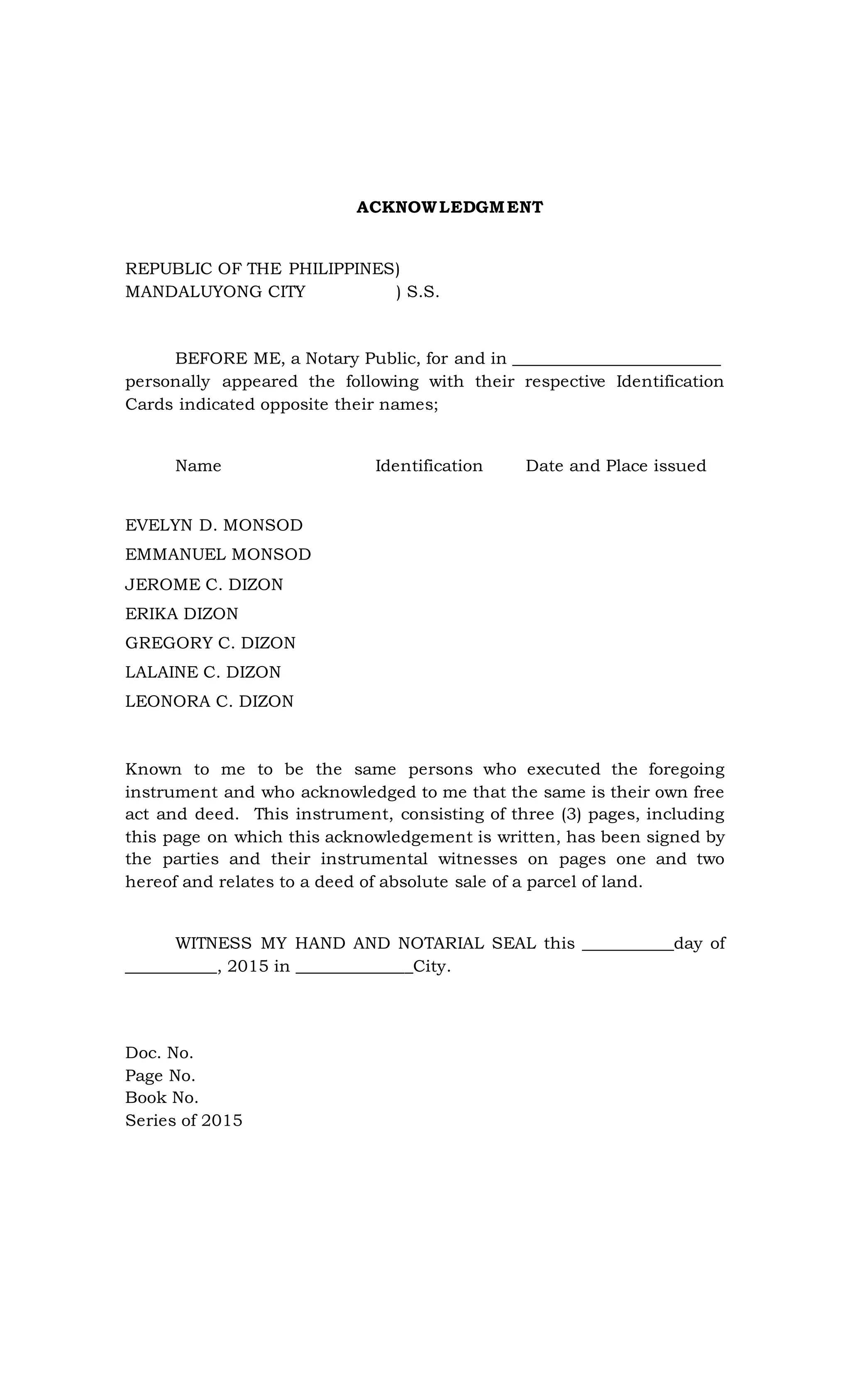 Deed of absolute sale | DOCX