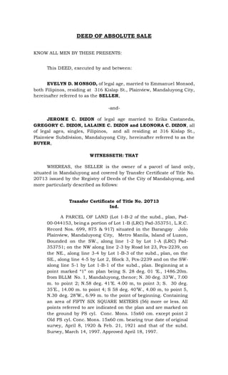 Deed of absolute sale | DOCX