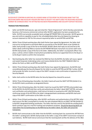 Deed of Agreement Purchase SBLC 35+2 RWA_Security D`eposit | PDF