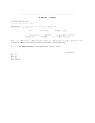 Deed of assignment and transfer of rights | DOCX