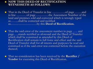 Deed of Rectification | PPT