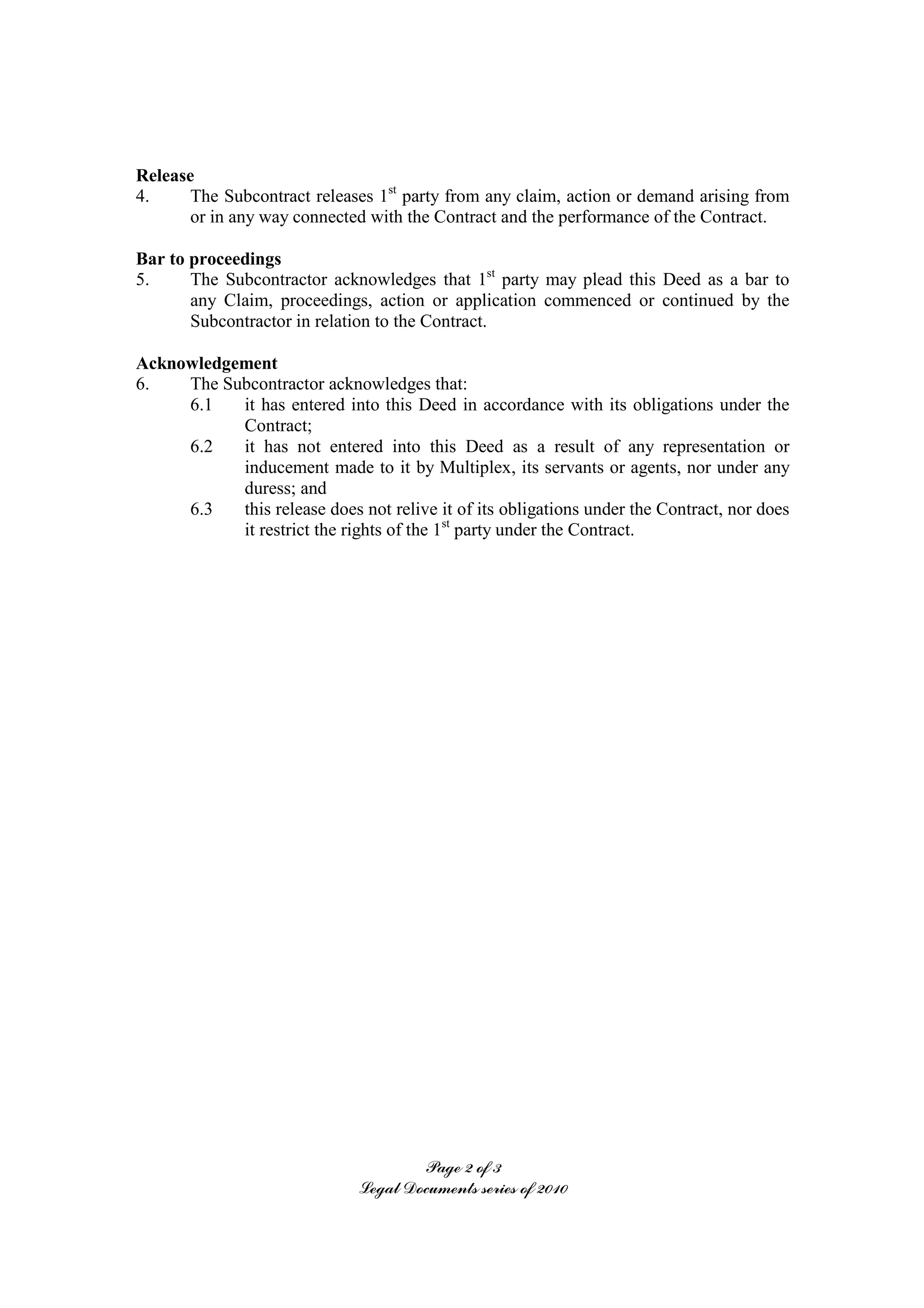 Deed of release | PDF