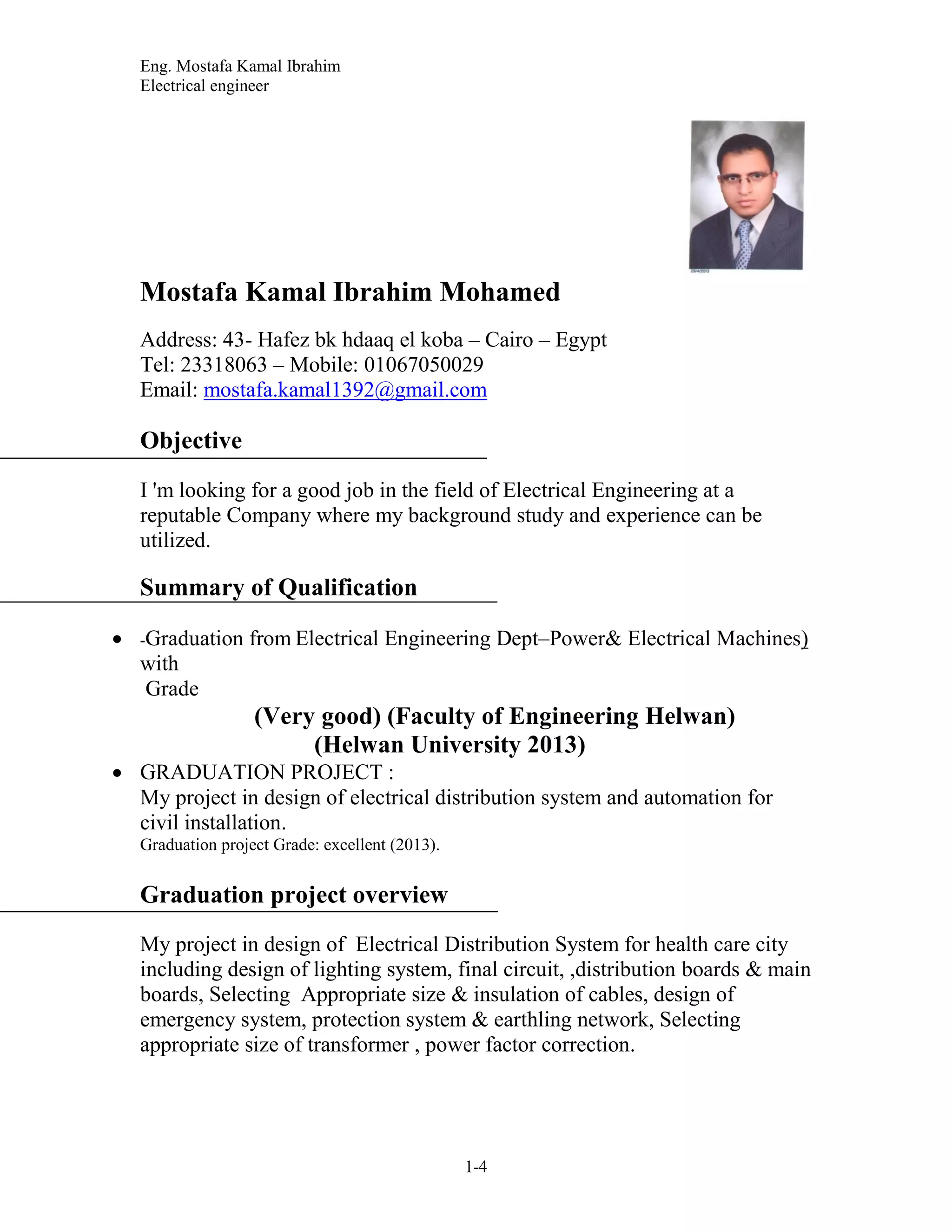 mostafa kamal-cv | PDF | Civil Engineering Industry | Industries