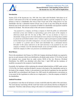 Deemed Dividend-Understanding Section 2(22) of the Income-tax Act, 1961 ...