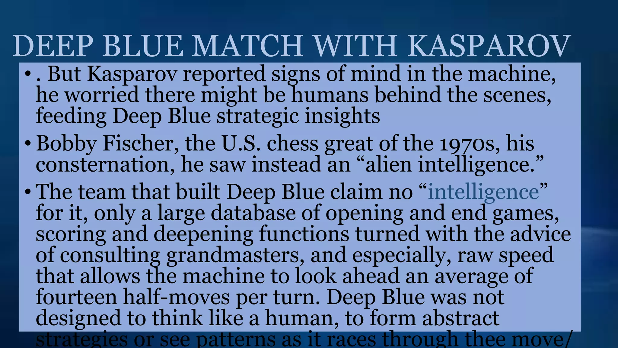 Deep blue and how it works (CHESS) | PPT