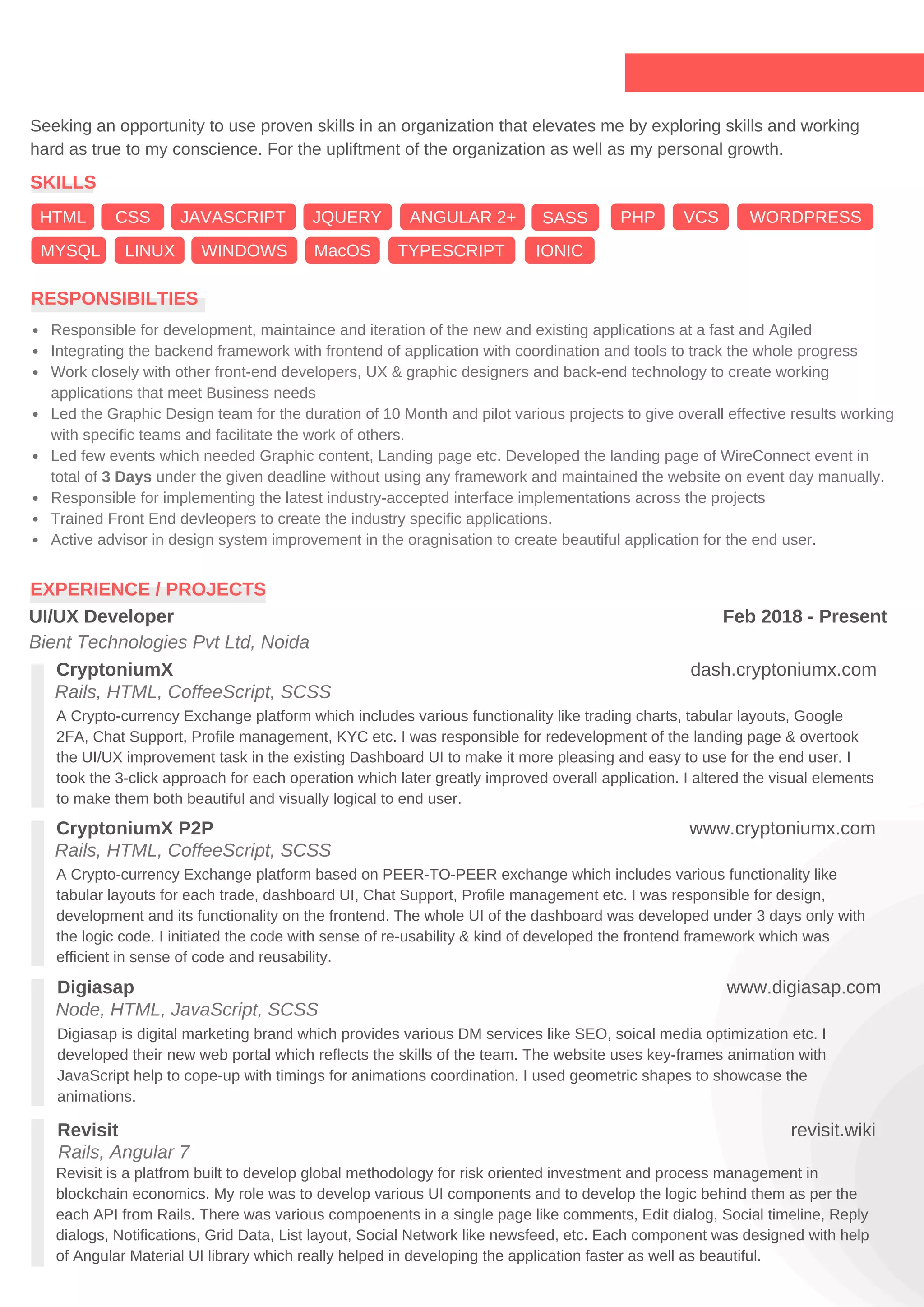 Deepak CV | PDF | Web Development | Internet