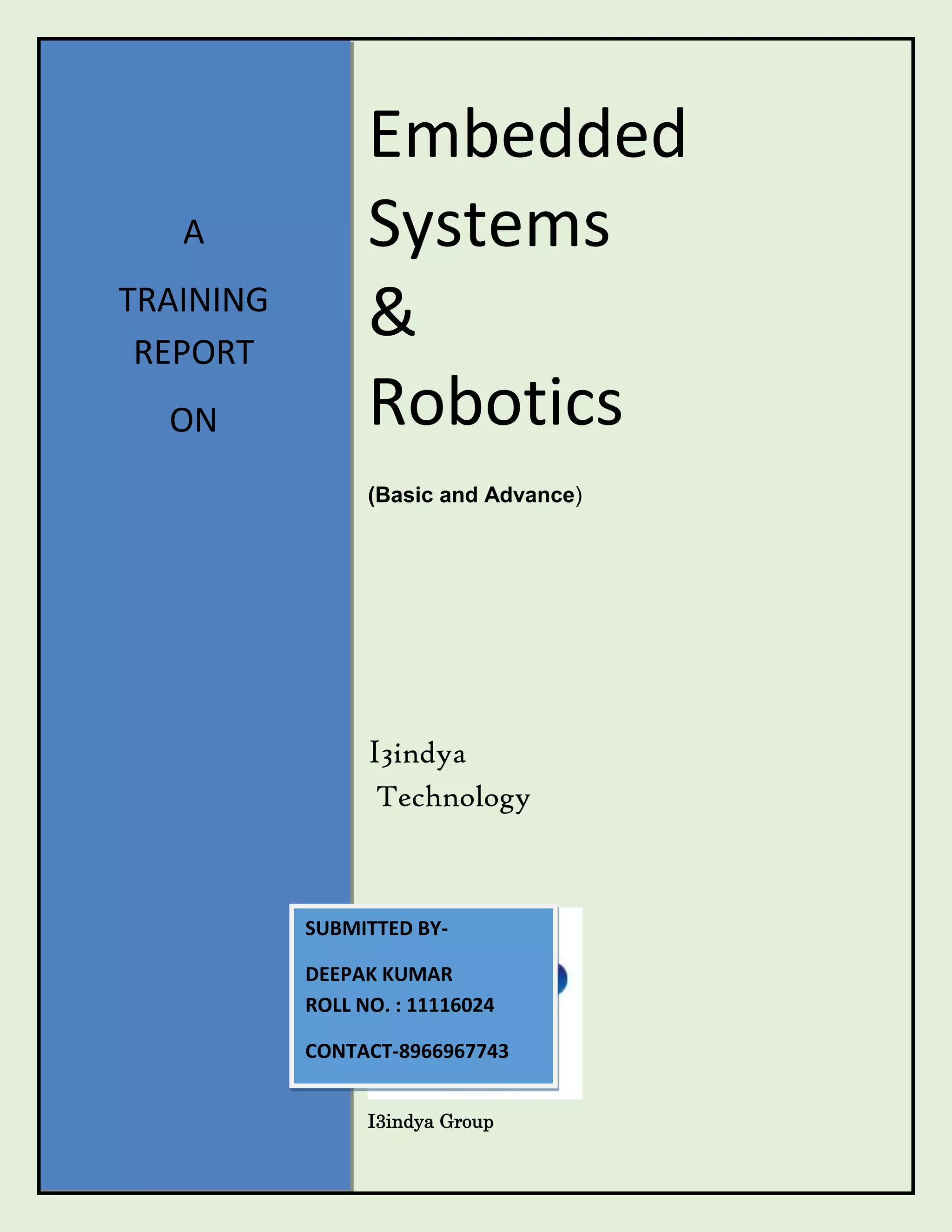 Training Report on embedded Systems and Robotics | DOCX