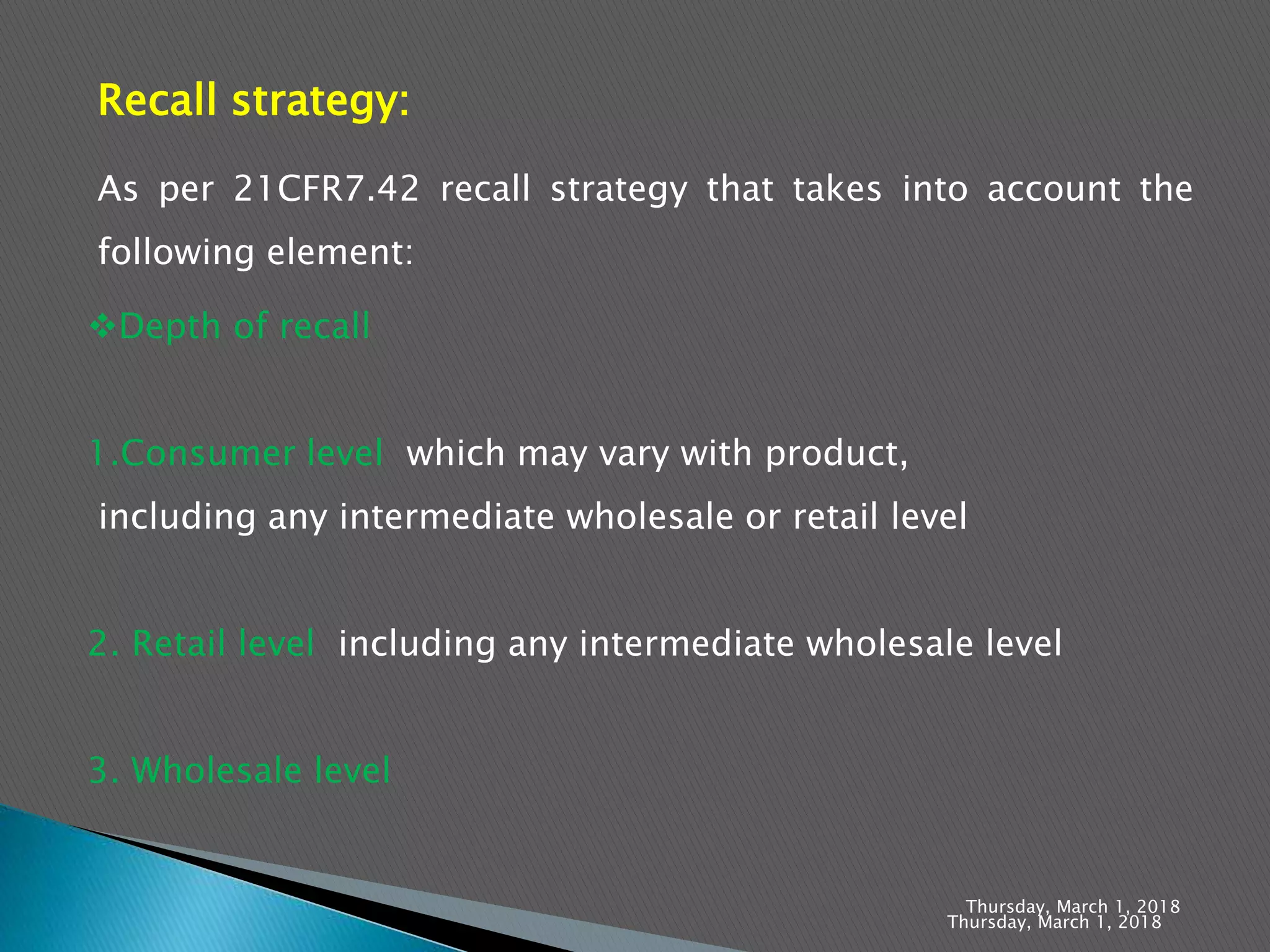 handling of pharmaceutical product recall | PPTX