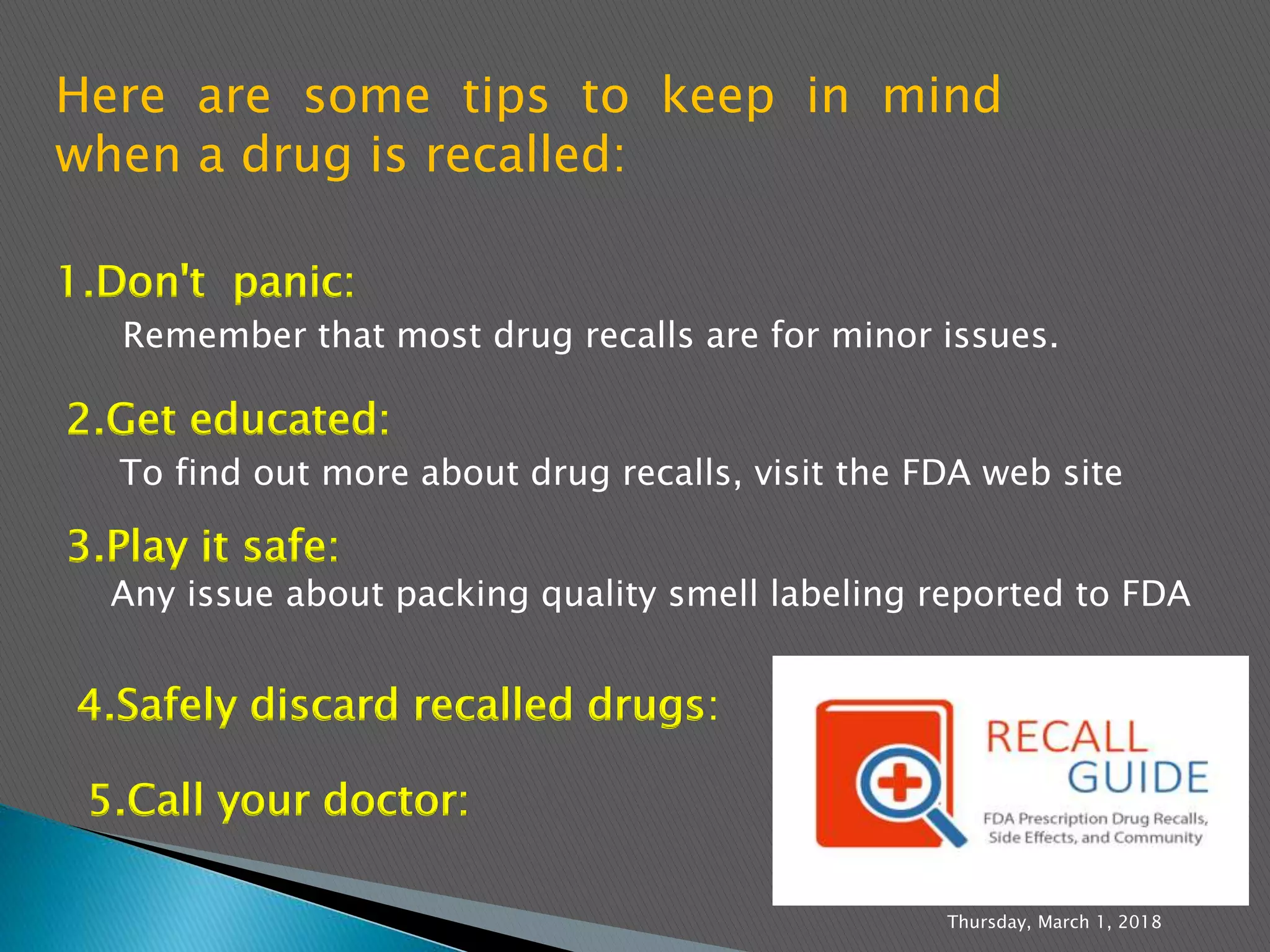 handling of pharmaceutical product recall | PPTX