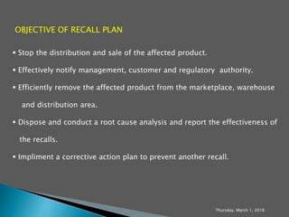 handling of pharmaceutical product recall | PPTX