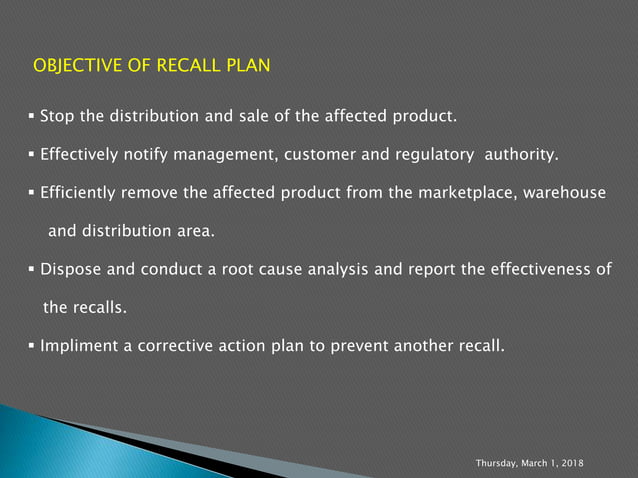 handling of pharmaceutical product recall | PPTX | Recalls | Consumer ...