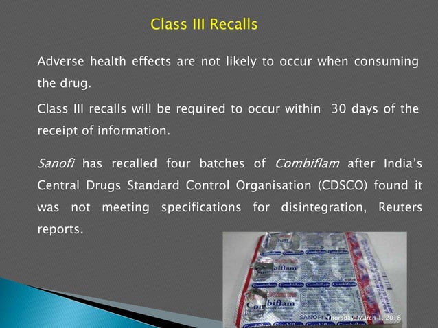 handling of pharmaceutical product recall | PPTX | Recalls | Consumer ...