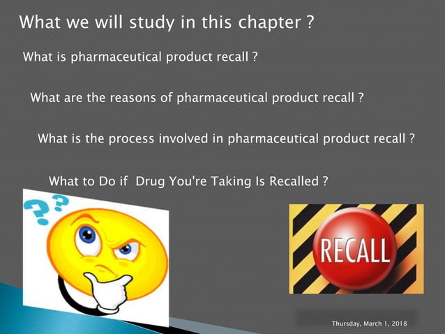 handling of pharmaceutical product recall | PPTX | Recalls | Consumer ...