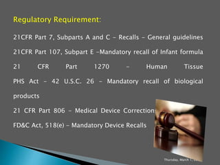 handling of pharmaceutical product recall | PPTX