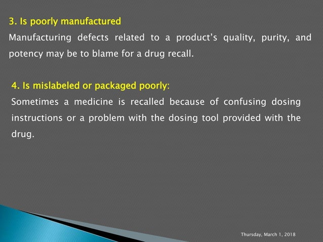 handling of pharmaceutical product recall | PPTX | Recalls | Consumer Issues