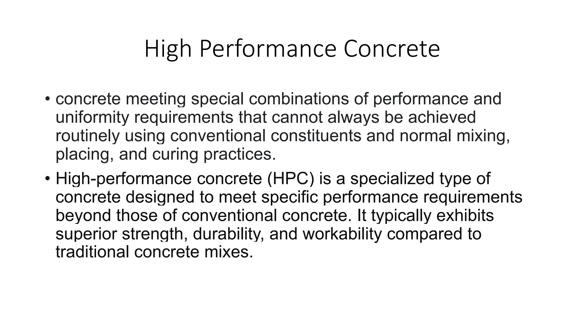 high performance concrete in concrete technology | PPTX