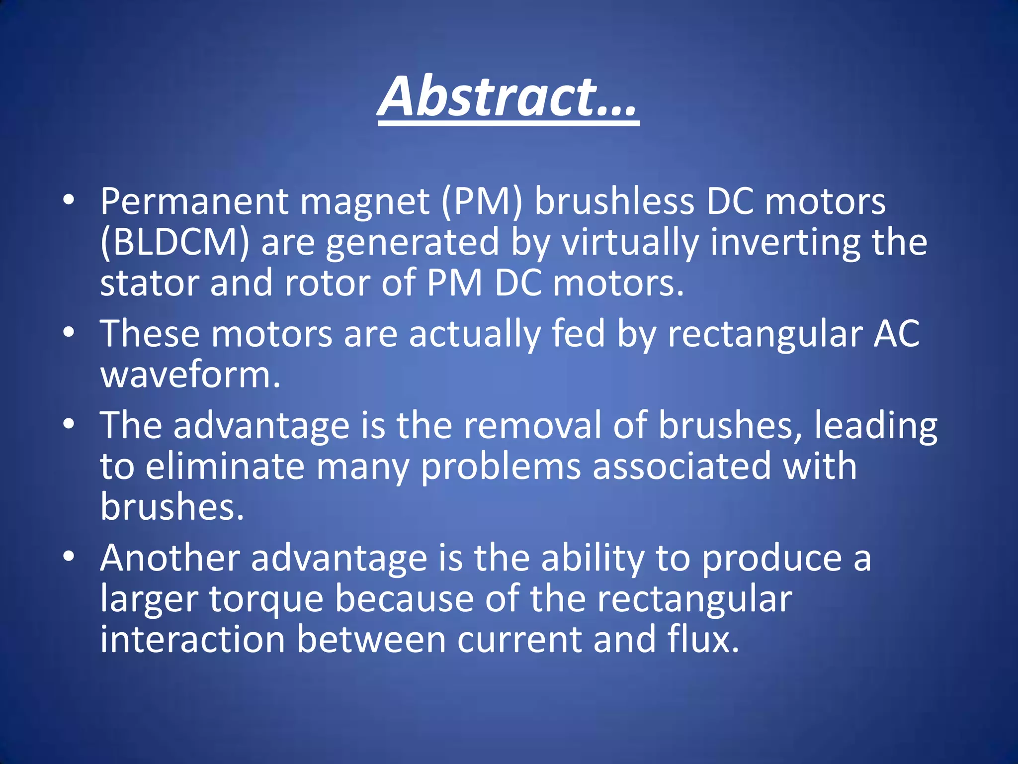 Brushless DC Motors | PPTX