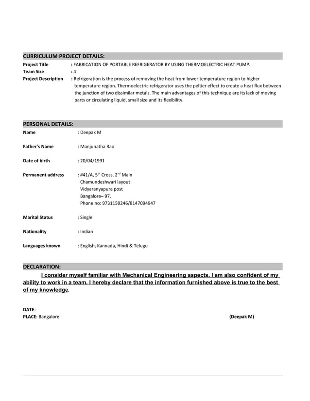 Deepak resume | DOC | Physics | Science