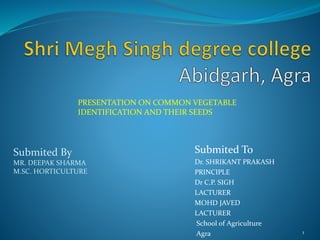 Common Vegetable Crops Identification & Seed Rates | PPTX