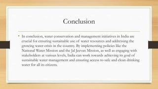 Water Conservation and Management initiatives | PPT
