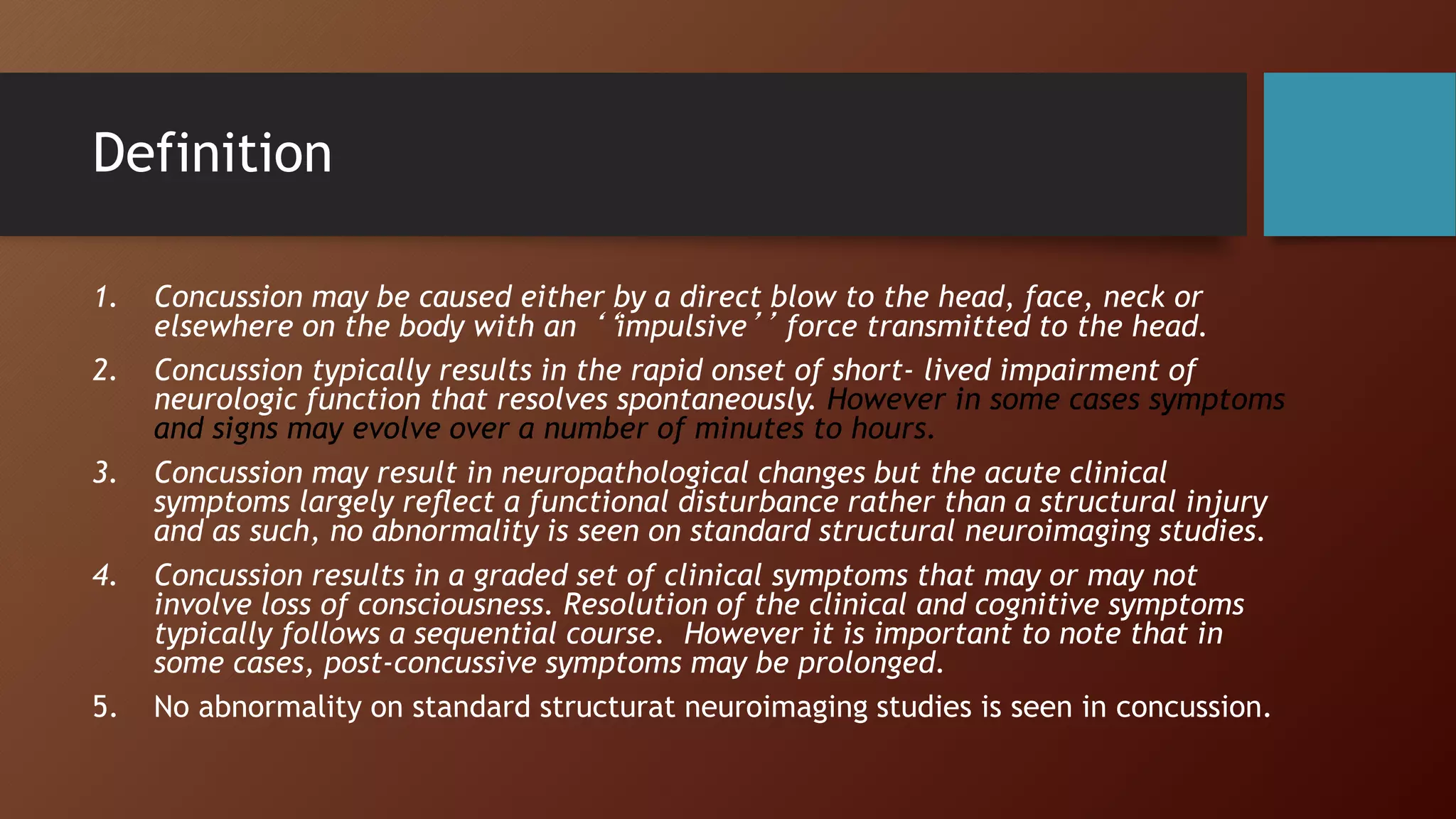 sports related head injury (concussion) | PPTX