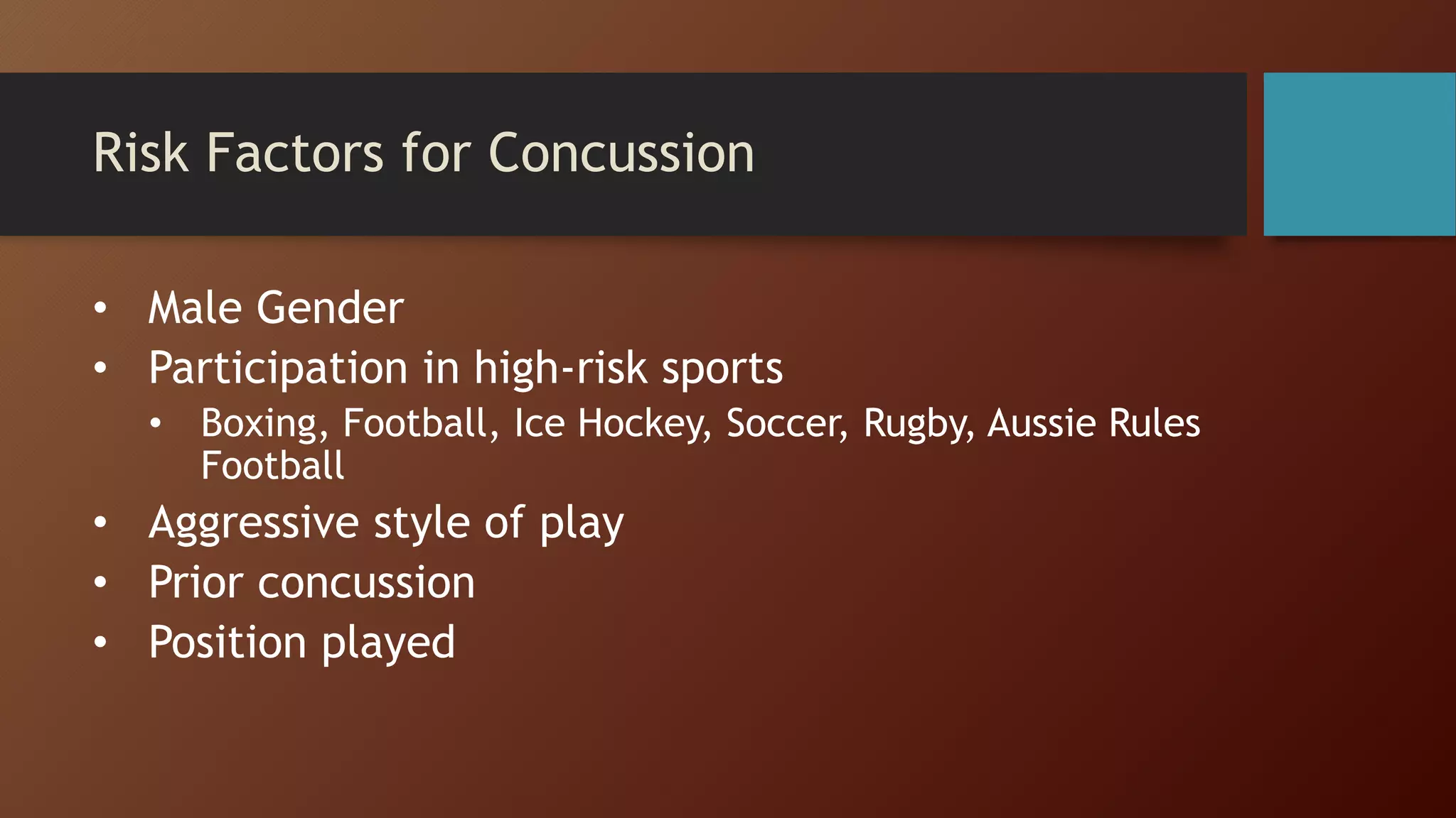 sports related head injury (concussion) | PPTX