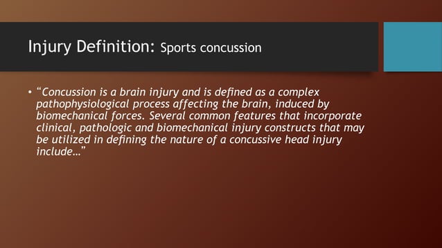 sports related head injury (concussion) | PPTX | Death, Injury, or ...