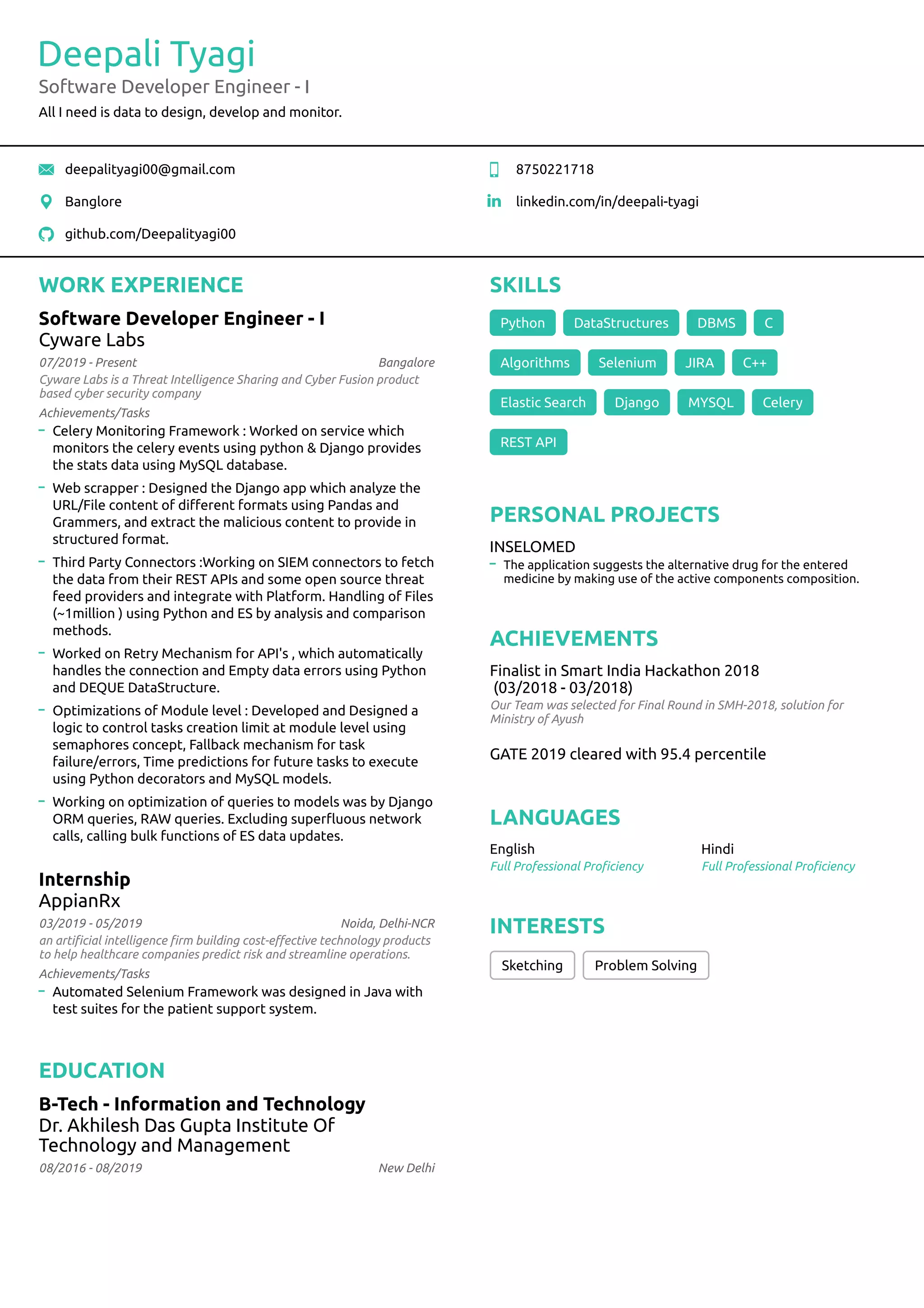 Deepali's resume | PDF