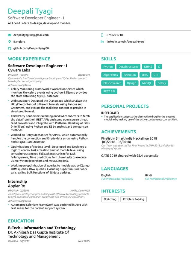 Deepali's resume | PDF