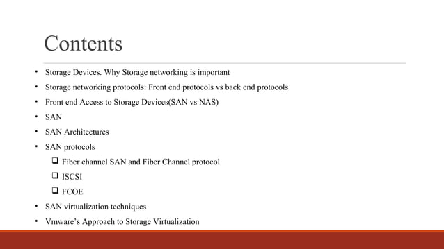 Storage Area networking and upcoming trends | PPT