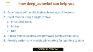 Deep AutoViML For Tensorflow Models and MLOps Workflows | PPT