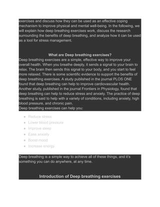 Deep breathing exercises, and its benefits.pdf | Lung and Respiratory ...