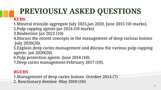 deep cariesmanagement presentation.pg level presentation. | PPTX