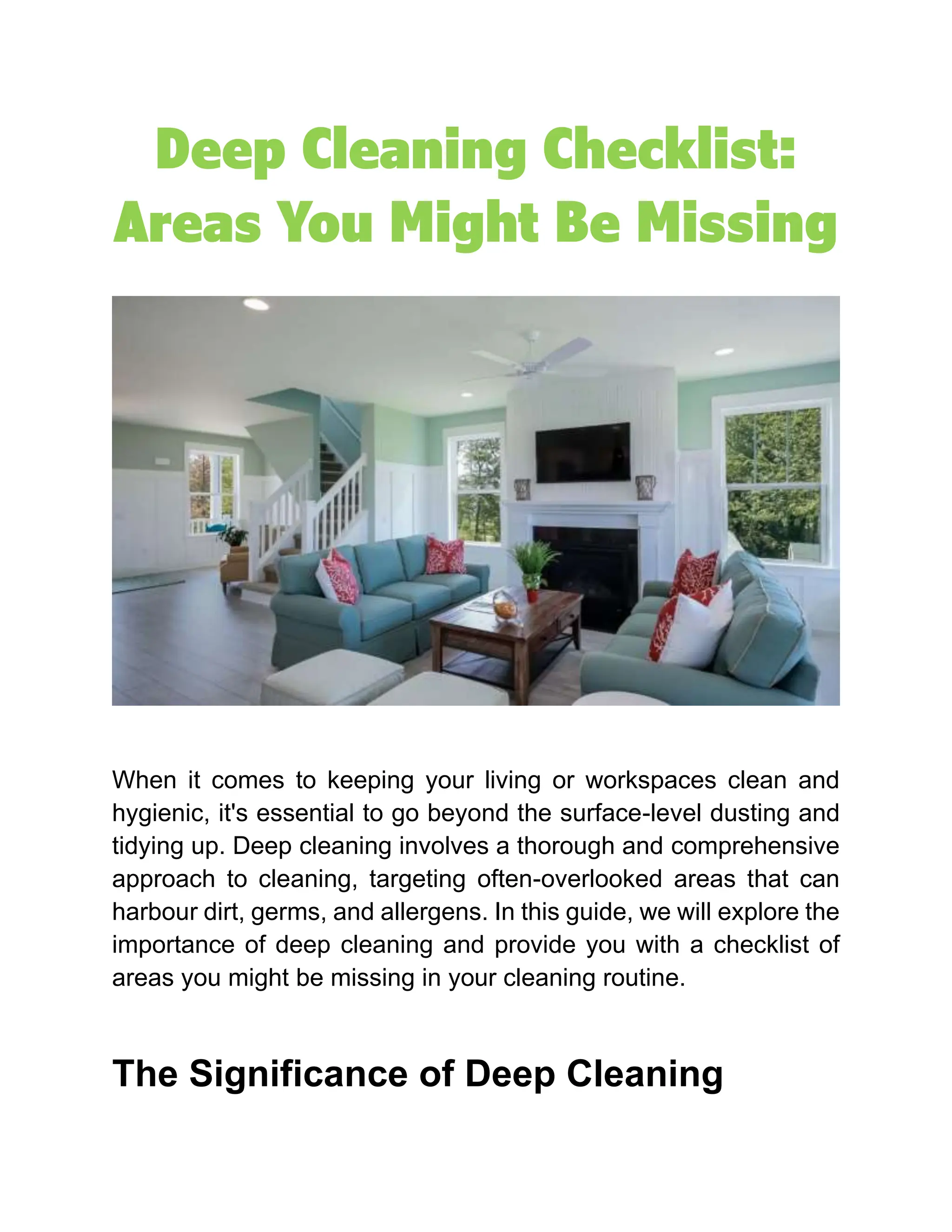 Deep Cleaning Checklist-Areas You Might Be Missing | PDF