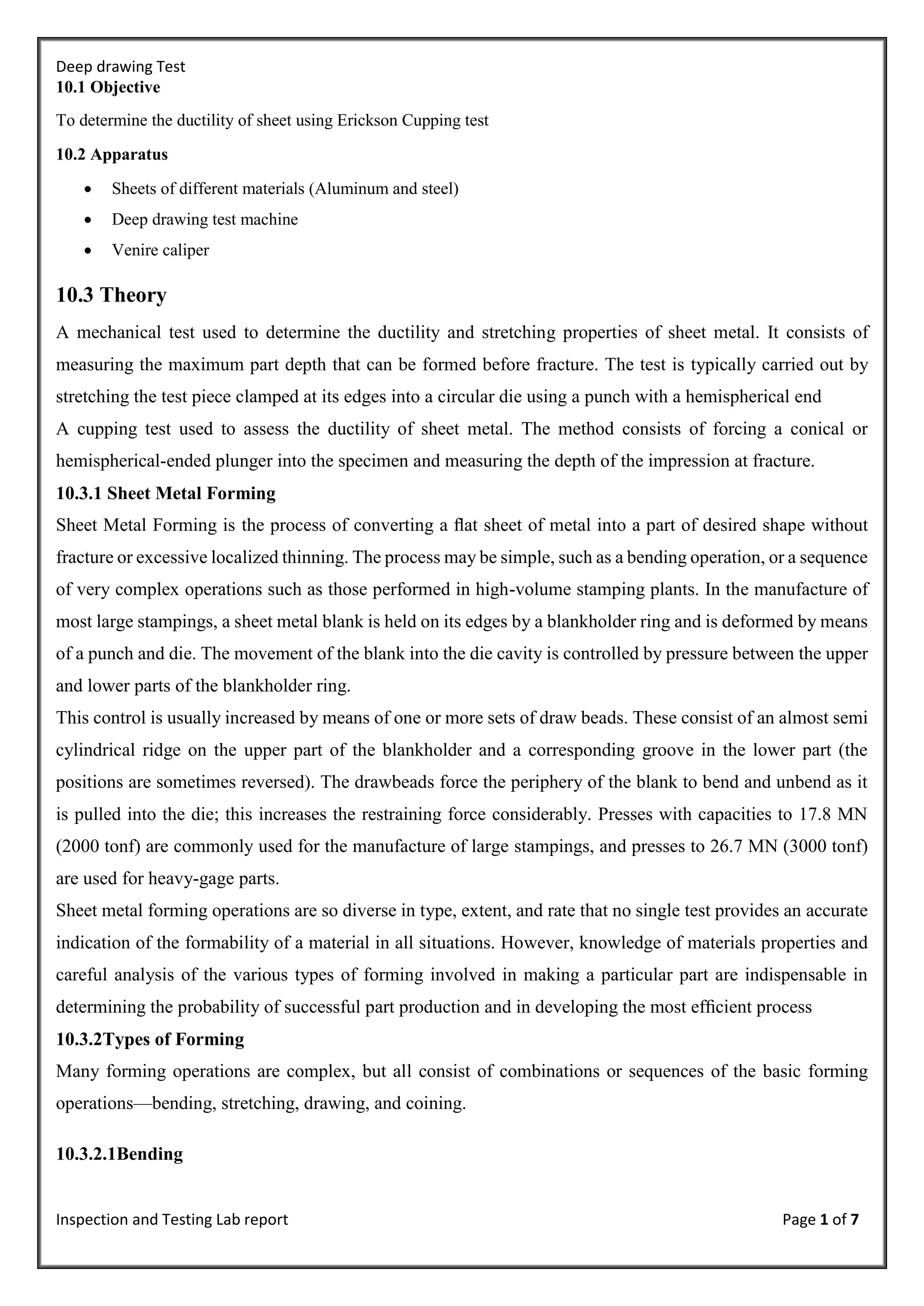 Deep draw test | PDF