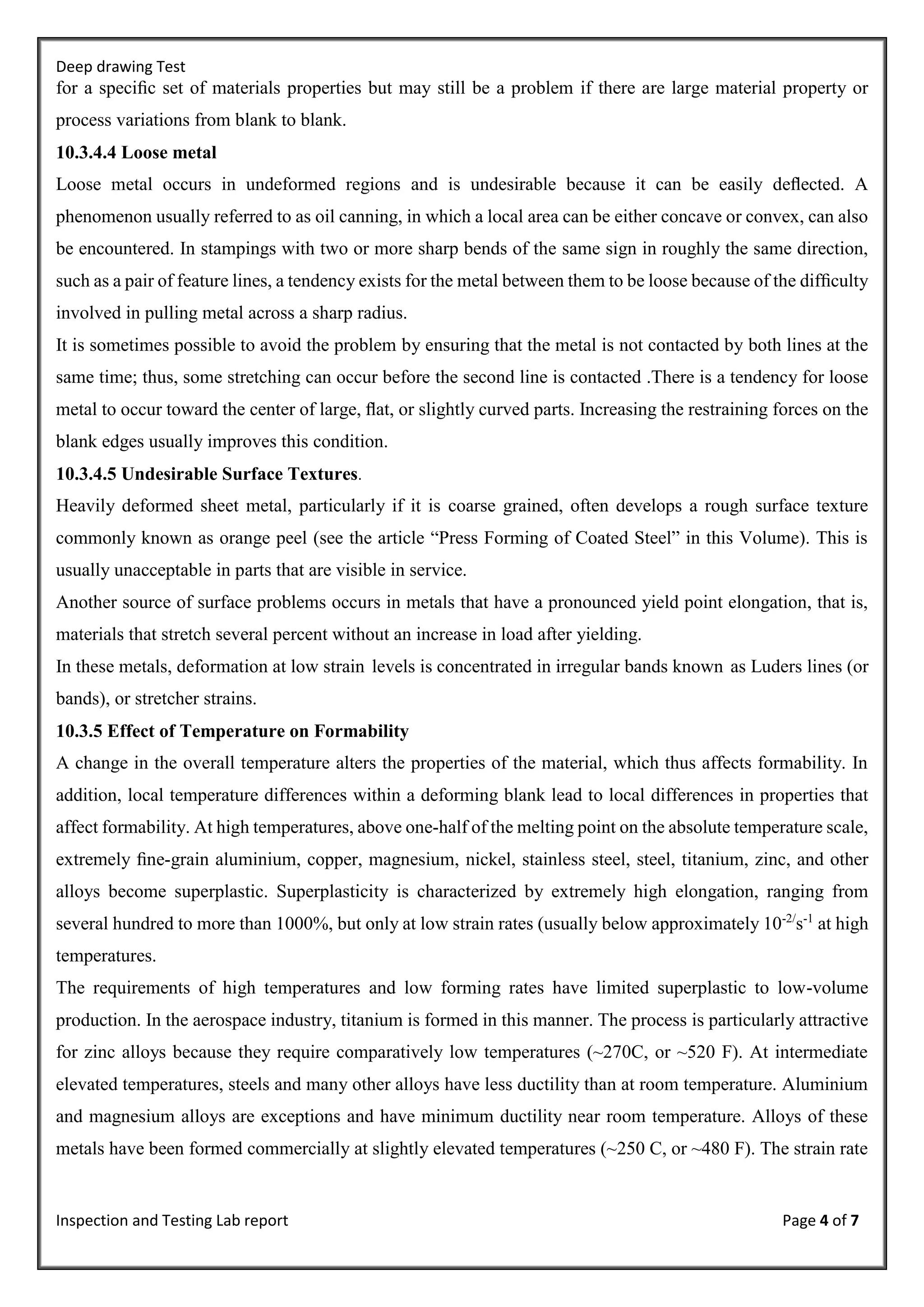 Deep draw test | PDF