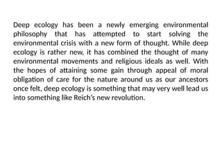 Deep Ecology A debate on the Role of human | PPTX