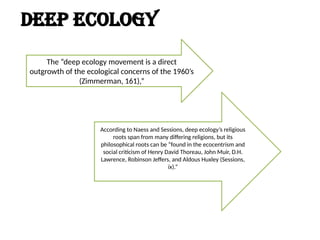 Deep Ecology A debate on the Role of human | PPTX