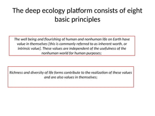 Deep Ecology A debate on the Role of human | PPTX