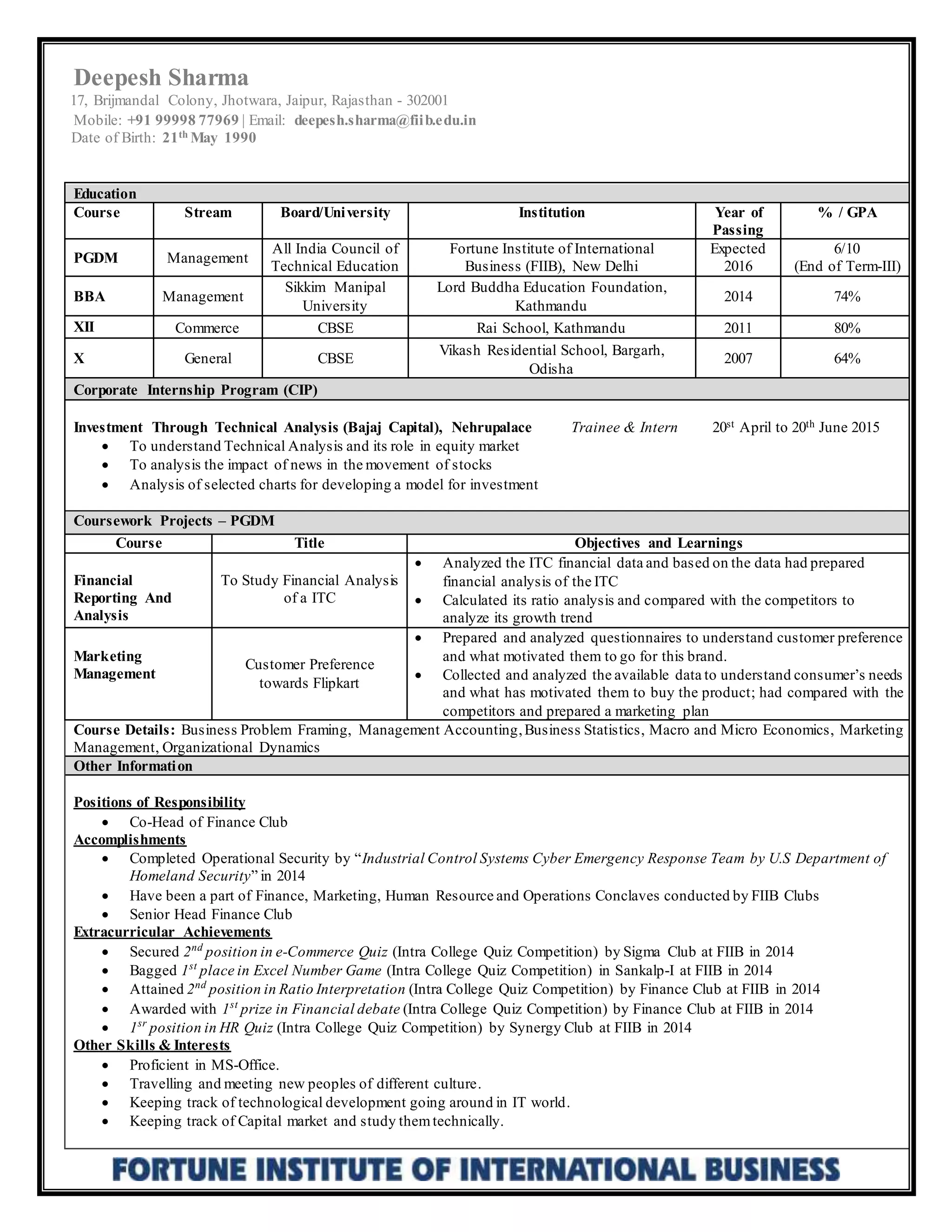 Deepesh_Sharma_CV | PDF