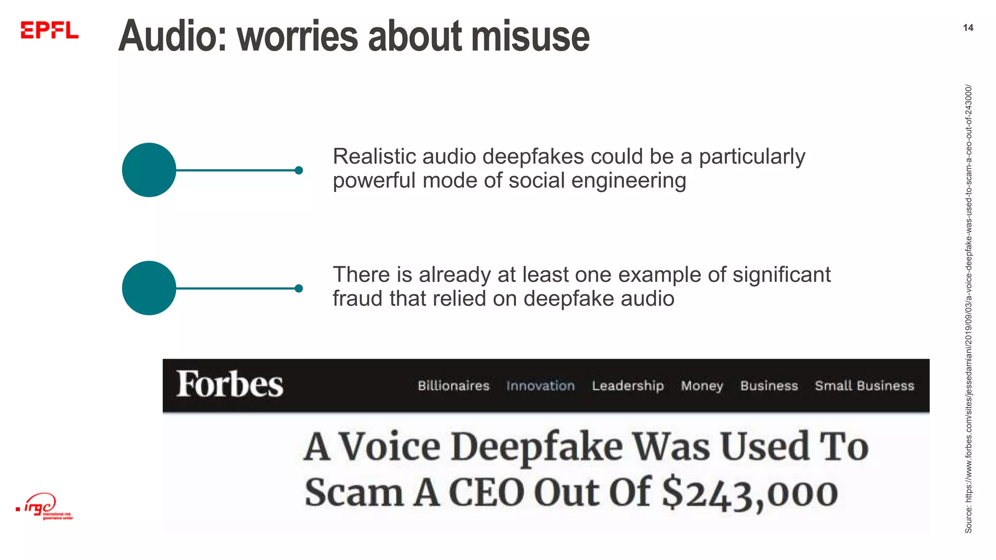 Forged authenticity: the case of deepfakes | PPTX