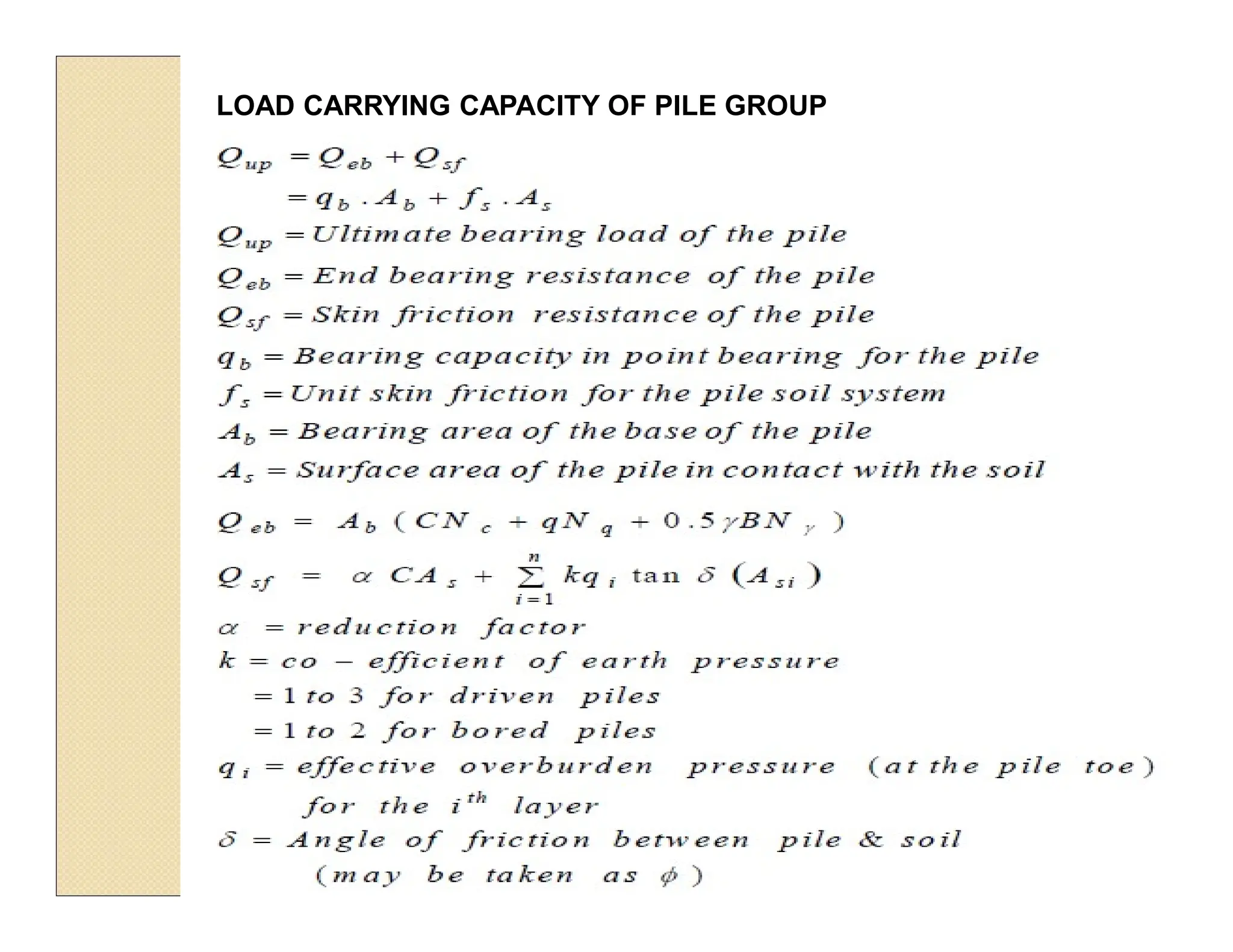 Deep foundation - Pile group - load carrying capacity | PDF