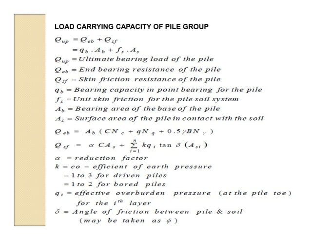 Deep foundation - Pile group - load carrying capacity | PDF | Geology ...
