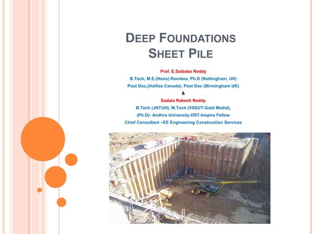 Deep foundations sheet pile | PPT