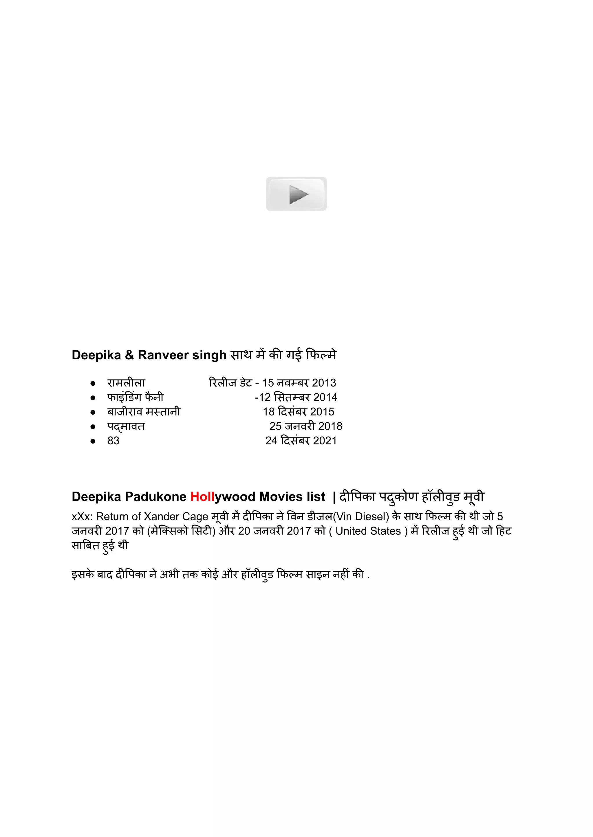 Deepika Padukone Biography द प क पद क ण ब य ग र फ ह द Pdf