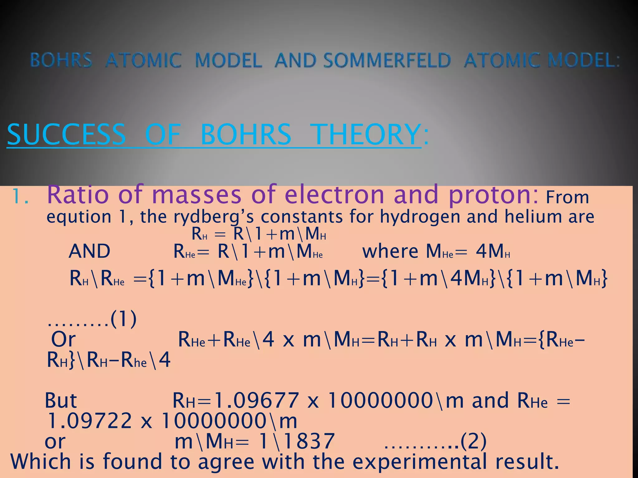 BOHRS ATOMIC MODEL AND SOMMERFELD ATOMIC MODEL Deepika yadav | PPTX