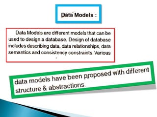 DBMS OF DATA MODEL Deepika yadav 2 | PPT
